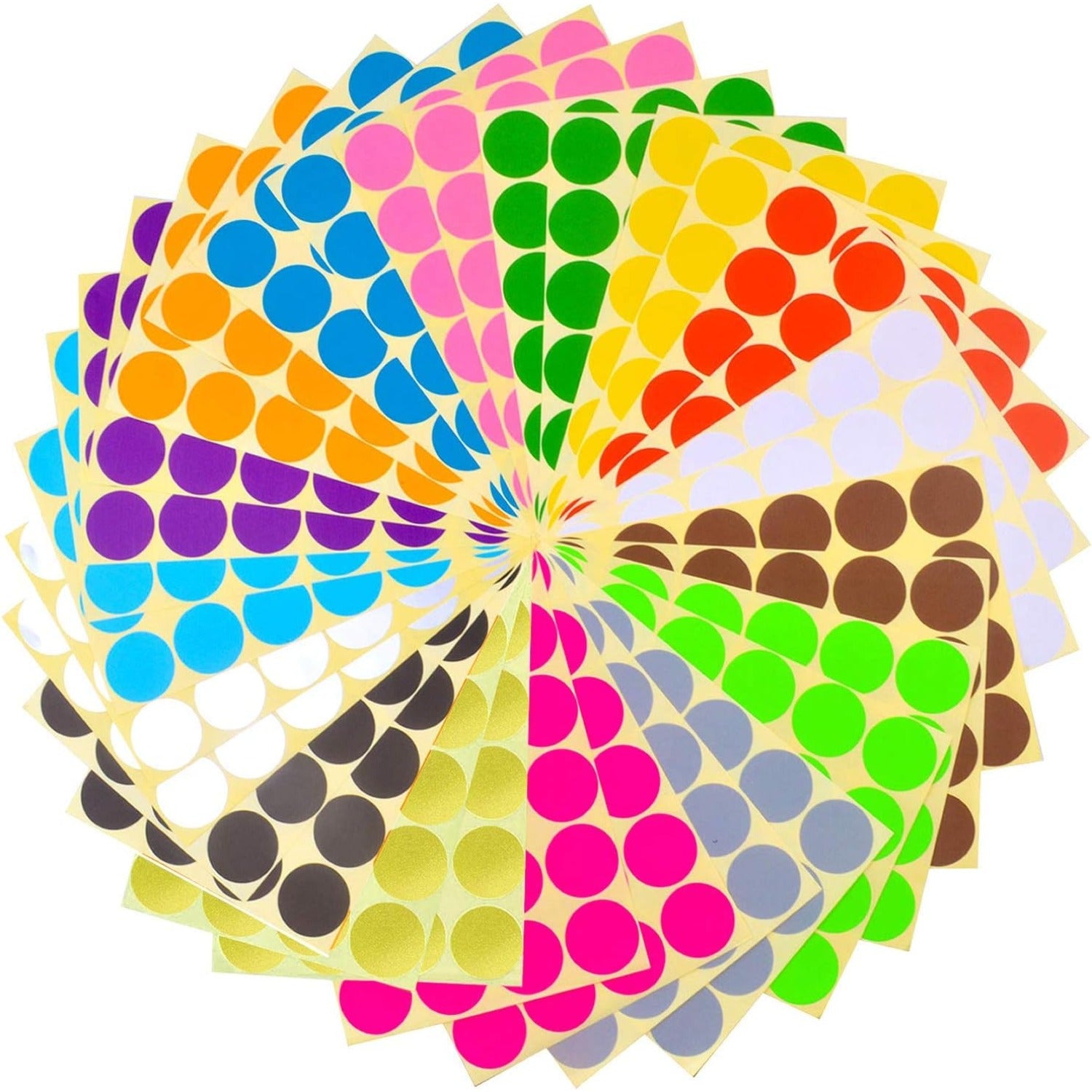 BronaGrand 32 Sheets 32mm Round Dot Stickers Color Coding Labels, 16